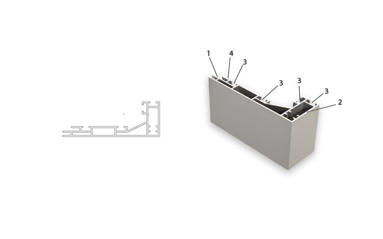 LP 1G 02: Lighting Profile With Two Stacked Gasket Channels - Tectonics